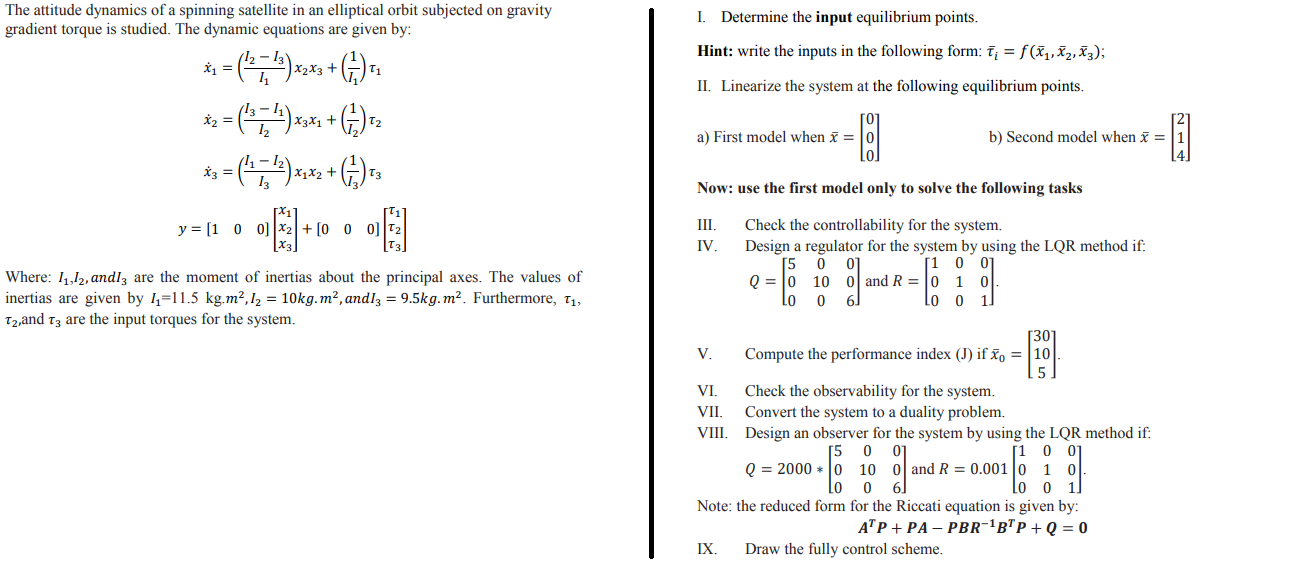 The attitude dynamics of a spinning satellite in an | Chegg.com