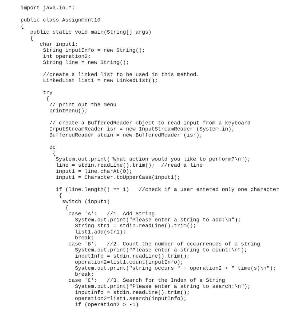 Assignment10.java (This file does NOT need to be | Chegg.com