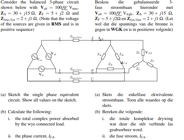 Solved met Consider the balanced 3-phase circuit shown below | Chegg.com