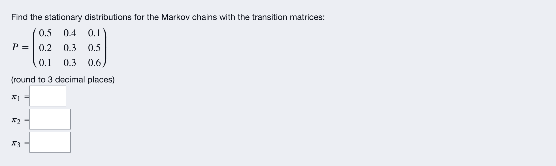 Solved Find the stationary distributions for the Markov | Chegg.com