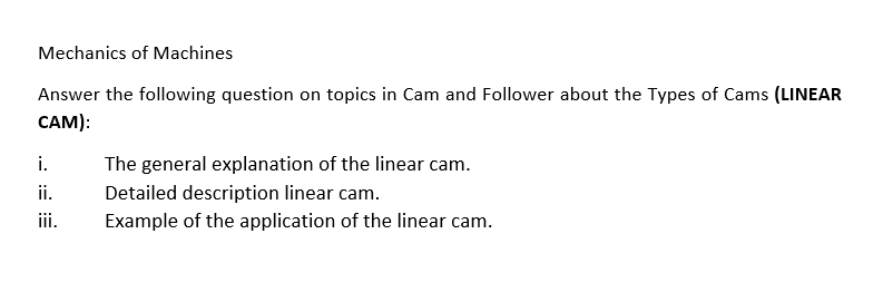 Solved Mechanics of Machines Answer the following question | Chegg.com