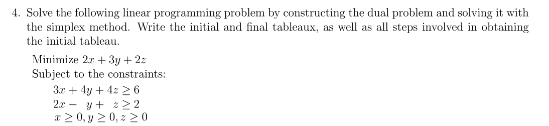Solved 4. Solve the following linear programming problem by | Chegg.com