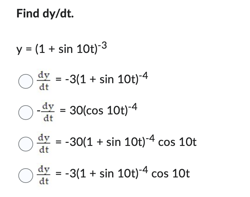 Solved Find dy/dt. | Chegg.com