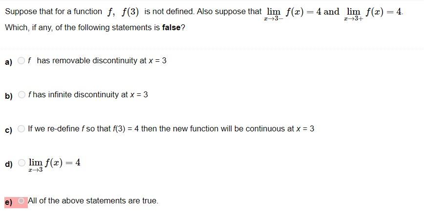 Solved Suppose that for a function f,f(3) is not defined. | Chegg.com