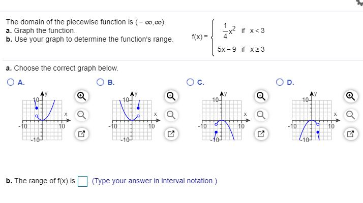 Solved The domain of the piecewise function is (-00,00). a. | Chegg.com