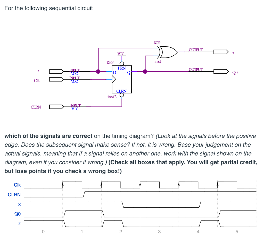 Solved For the following sequential circuit XOR OUTPUT VCC z | Chegg.com