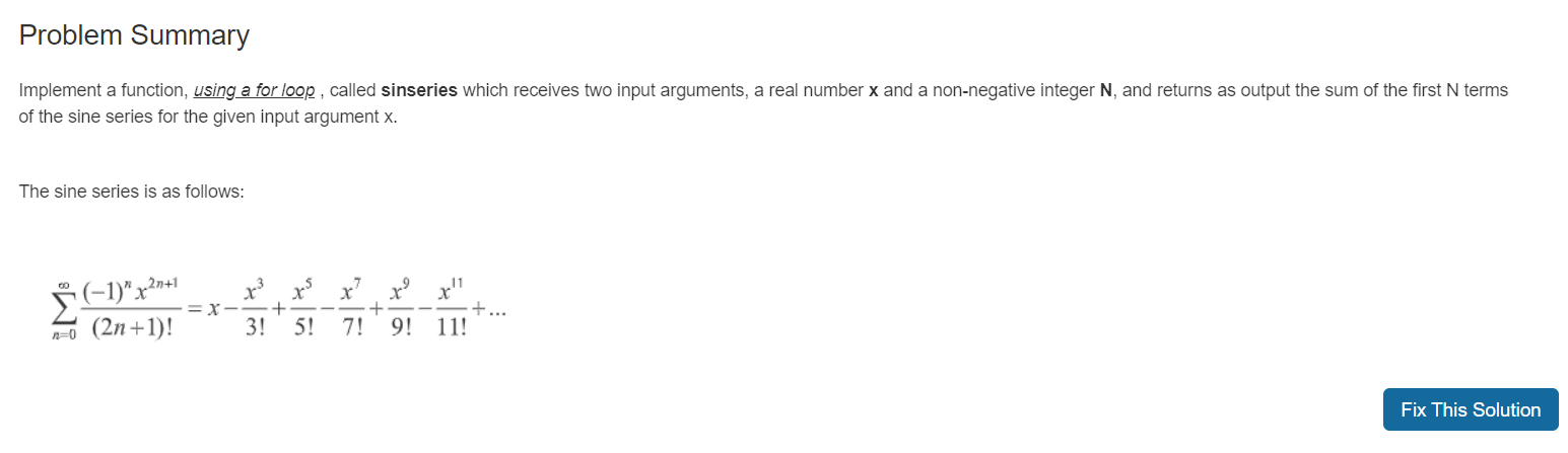 Solved Problem Summary Implement a function, using a for | Chegg.com Solved Problem Summary Implement a function, using a for | Chegg.com