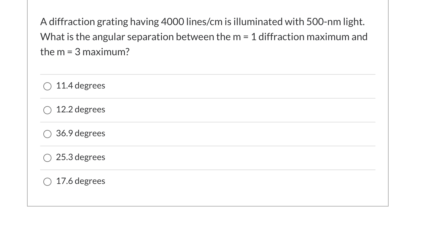 Solved A Diffraction Grating Having 4000 Lines Cm Is