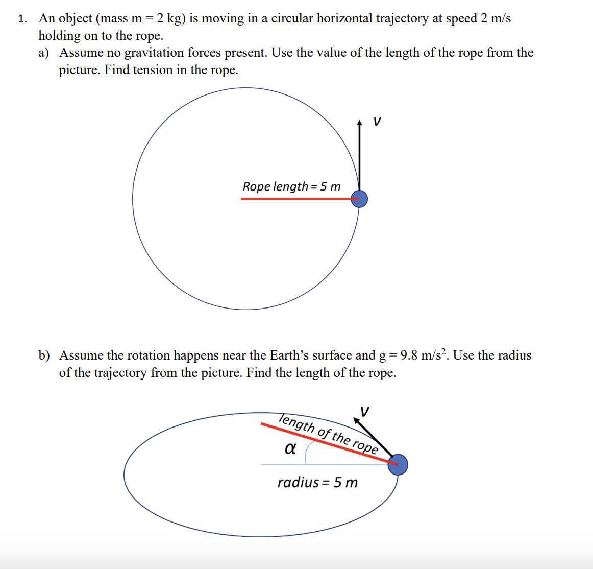 An Object Mass M 2kg ﻿is Moving In A Circular