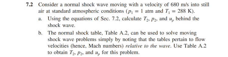 Solved 7.2 Consider a normal shock wave moving with a | Chegg.com