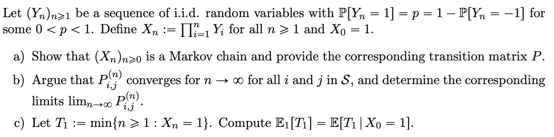 Let (Yn)n≥1 be a sequence of i.i.d. random variables | Chegg.com