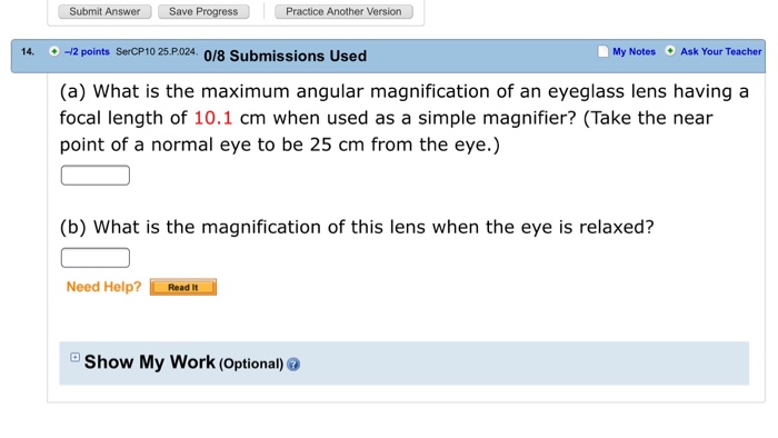 Solved (a) What is the maximum angular magnification of an | Chegg.com