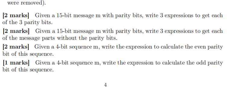 [12 marks] A parity bit is a bit added to a binary | Chegg.com