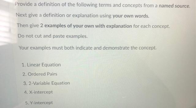 Solved Provide a definition of the following terms and | Chegg.com