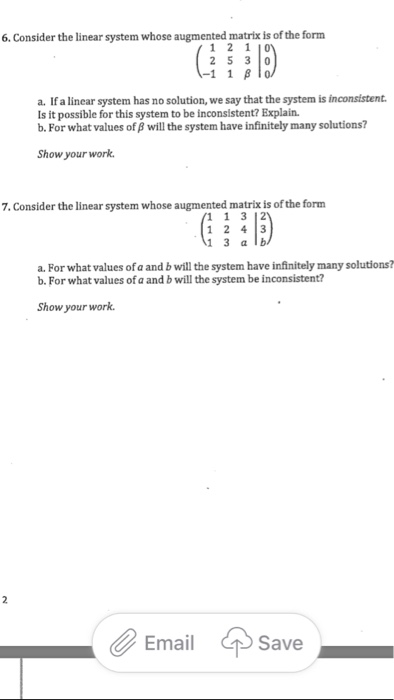 Solved 6 Consider The Linear System Whose Augmented Matrix 1131