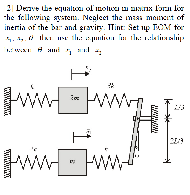 Solved [2] Derive the equation of motion in matrix form for | Chegg.com