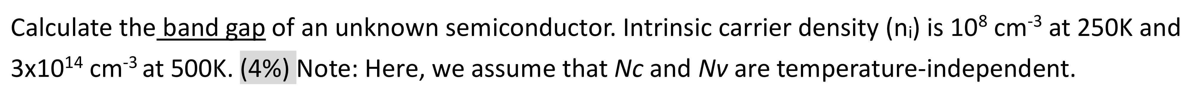 Solved Calculate the band gap of an unknown semiconductor. | Chegg.com
