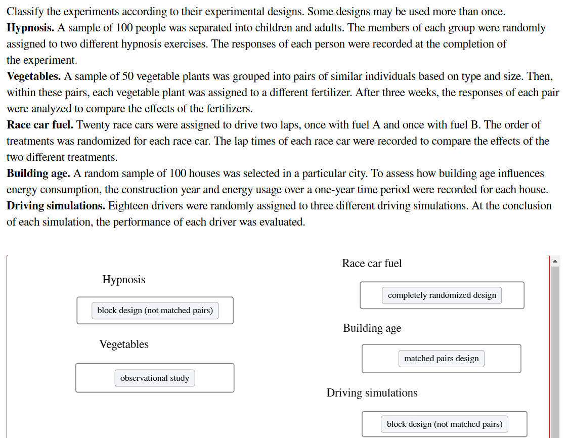 Solved Classify the experiments according to their | Chegg.com