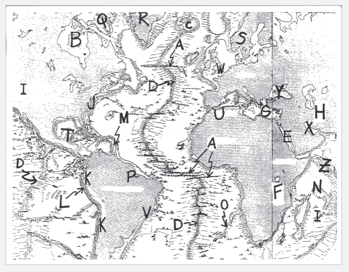 Solved 1. ﻿Which letter on the map most clearly and | Chegg.com