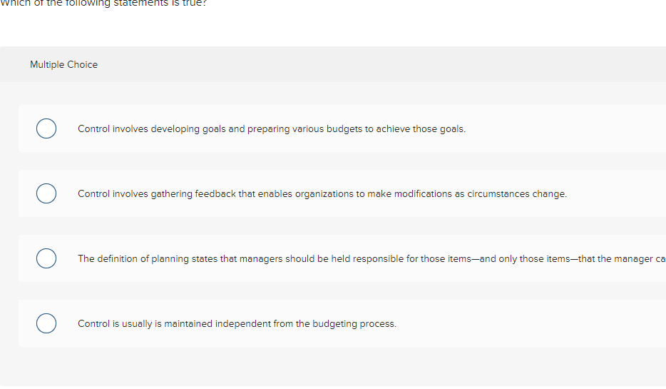 Solved Multiple ChoiceControl involves developing goals and | Chegg.com