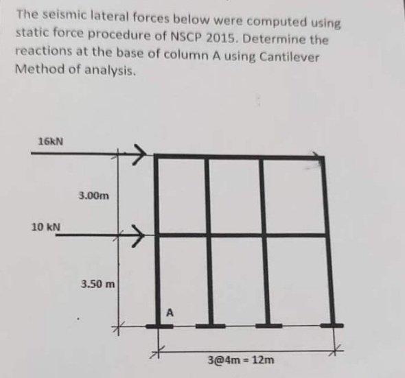 Solved The seismic lateral forces below were computed using | Chegg.com