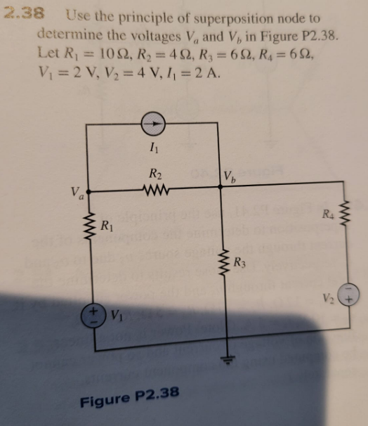 Solved 2.38 Use the principle of superposition node to | Chegg.com