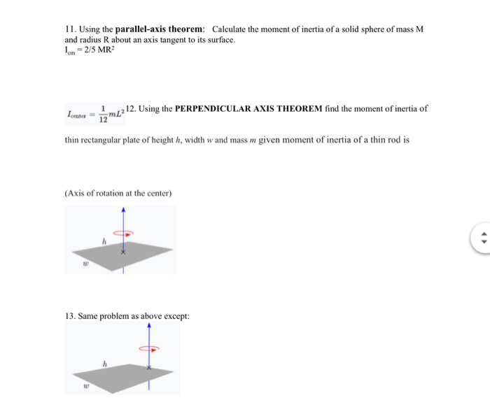 Solved 11. Using the parallel-axis theorem: Calculate the | Chegg.com