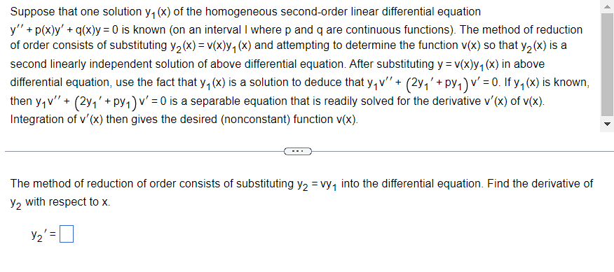 Solved Suppose that one solution y1(x) of the homogeneous | Chegg.com