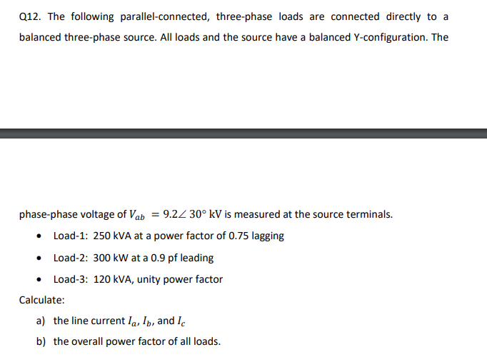 Solved Q12. The following parallel-connected, three-phase | Chegg.com