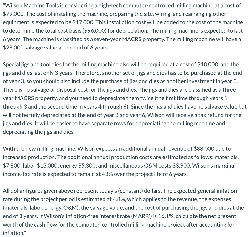 "Wilson Machine Tools is considering a high-tech | Chegg.com