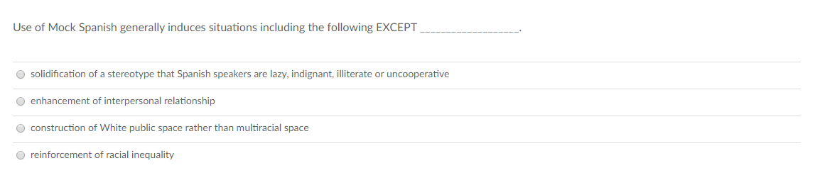 Solved Use of Mock Spanish generally induces situations | Chegg.com