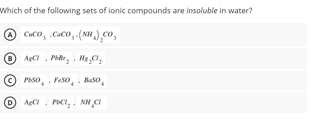 Solved Which of the following sets of ionic compounds are | Chegg.com