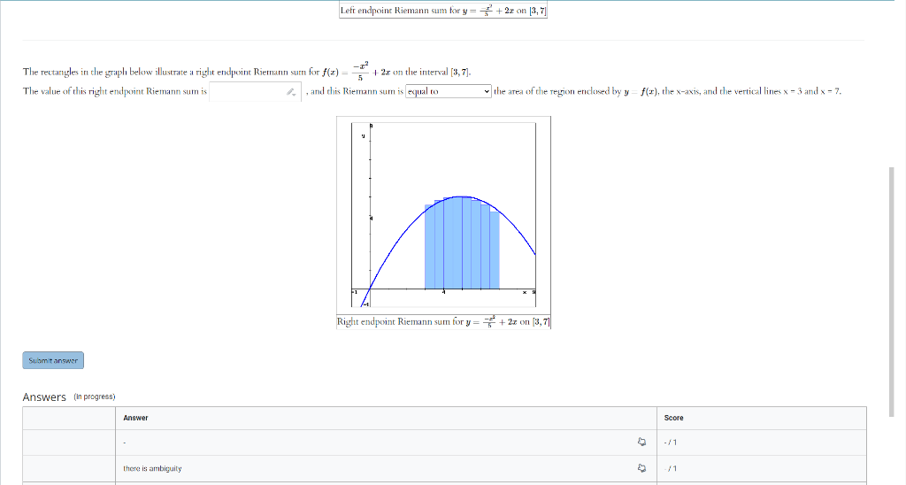 Solved 4.2 Riemann Sums OPEN Turned in automatically when | Chegg.com