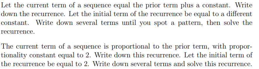 Solved Let the current term of a sequence equal the prior | Chegg.com