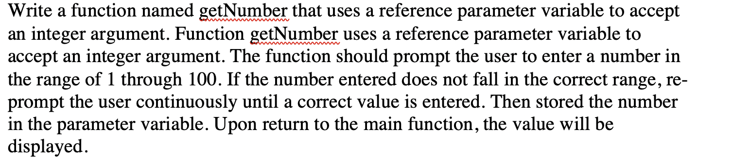 Solved Write a function named getNumber that uses a | Chegg.com