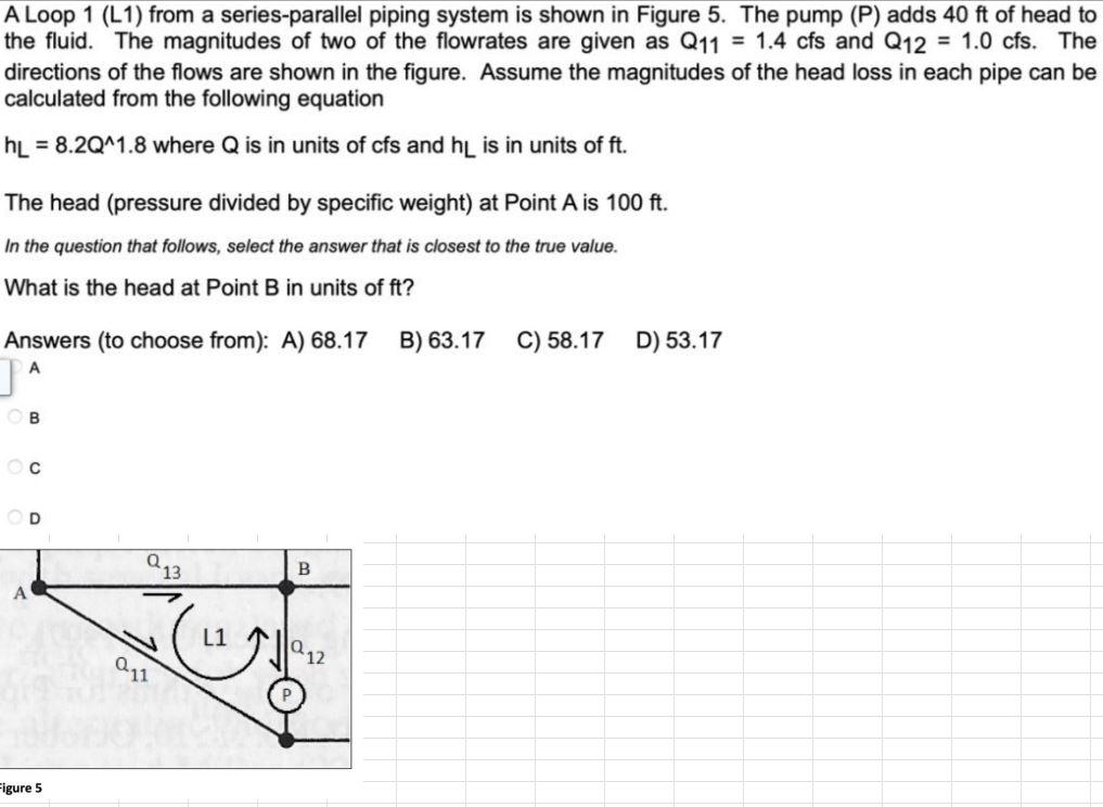 Solved A Loop 1 (L1) from a series-parallel piping system is | Chegg.com