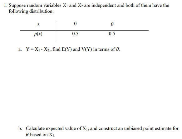 Solved 1. Suppose random variables Xi and X2 are independent | Chegg.com