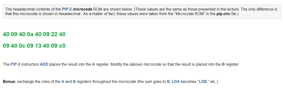 The hexadecimal contents of the PIP-2 microcode ROM | Chegg.com