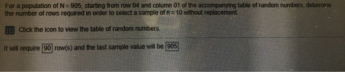 Solved For a population of N 905, starting from row 04 and | Chegg.com
