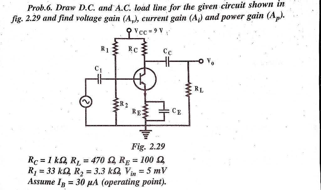 Solved Prob.6. Draw D.C. and A.C. load line for the given | Chegg.com
