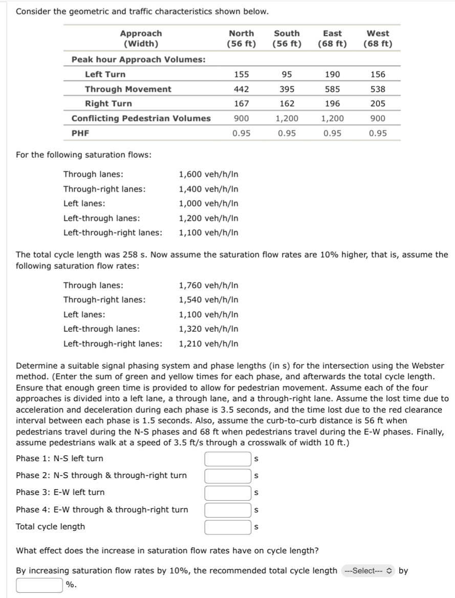 Solved Consider the geometric and traffic characteristics | Chegg.com