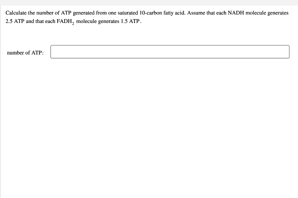 Solved Calculate the number of ATP generated from one | Chegg.com