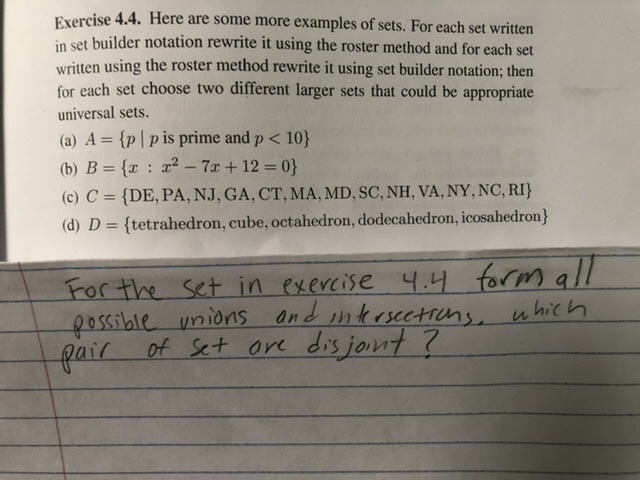 Exercise 4.4. Here are some more examples of sets. | Chegg.com