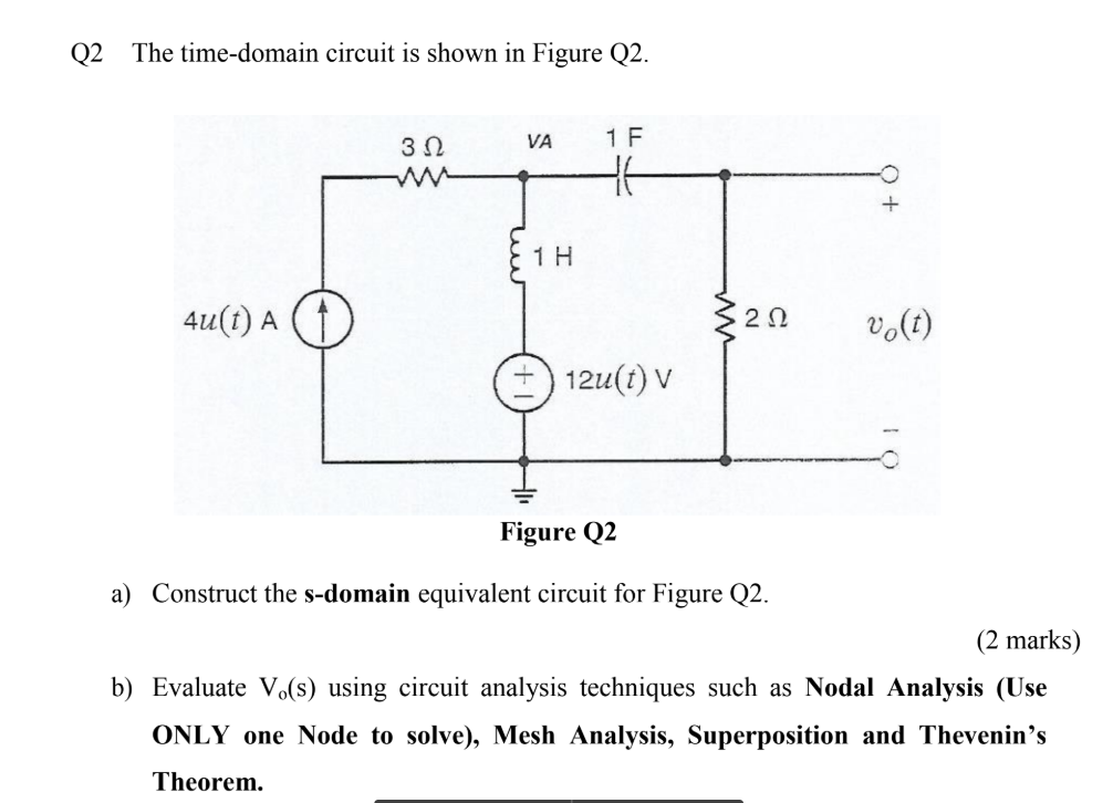 Solved Q2 The time-domain circuit is shown in Figure Q2. 312 | Chegg.com