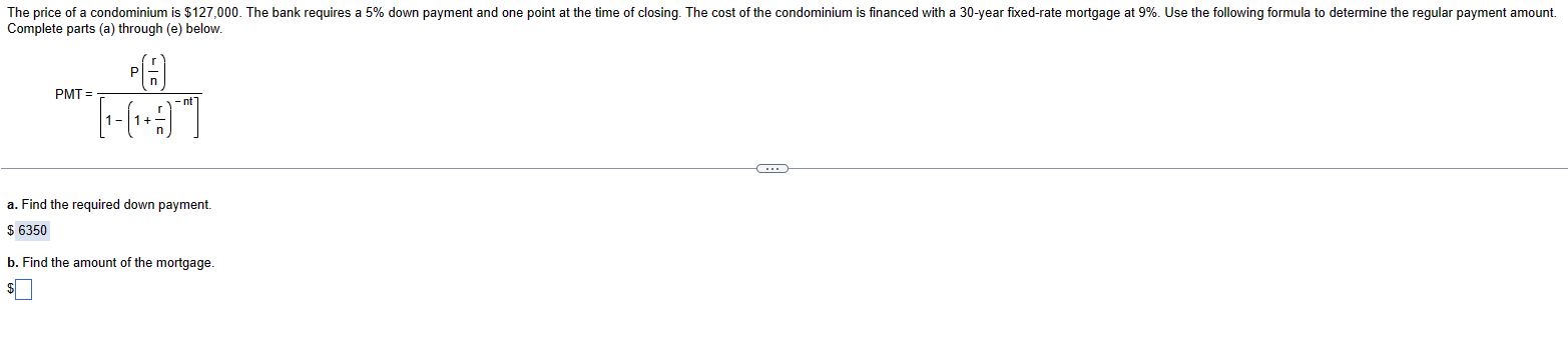 Solved Complete parts (a) through (e) below. PMT | Chegg.com