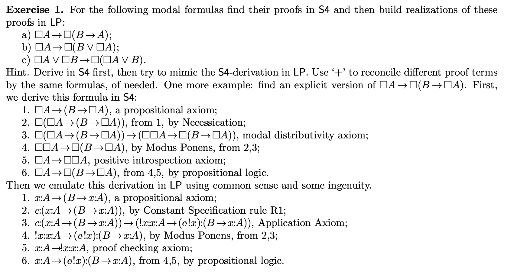 Solved Exercise 1. ﻿For the following modal formulas find | Chegg.com