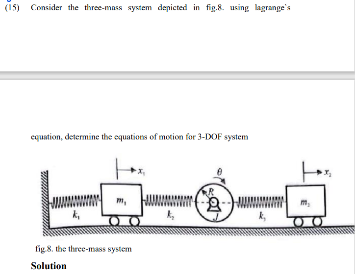 Solved (15) Consider the three-mass system depicted in | Chegg.com