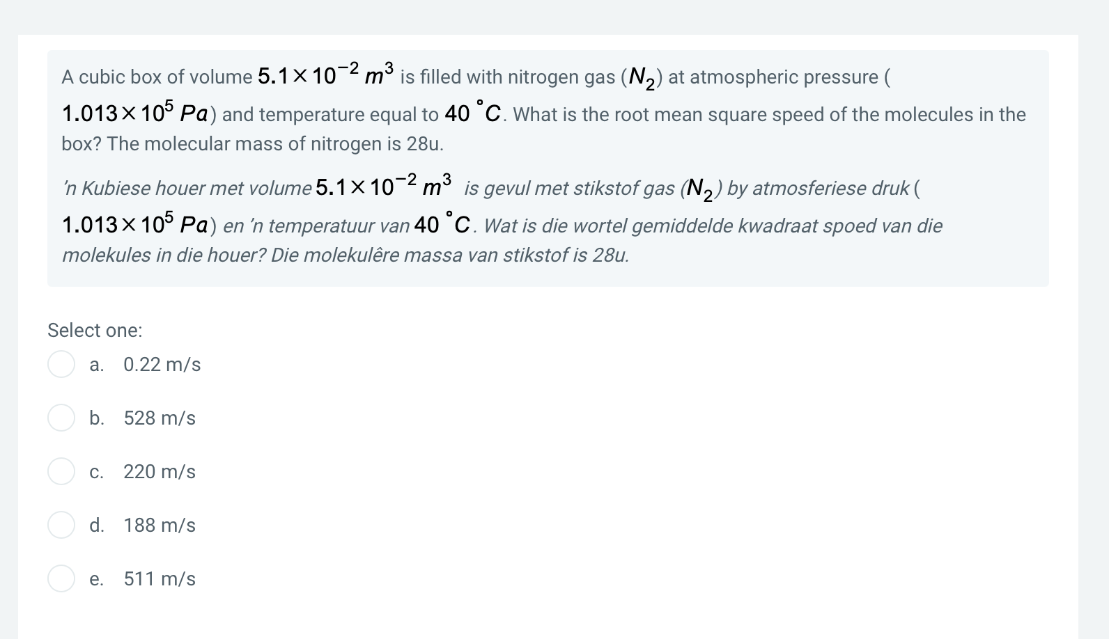 Solved A cubic box of volume 5.1x 10-2 m3 is filled with | Chegg.com