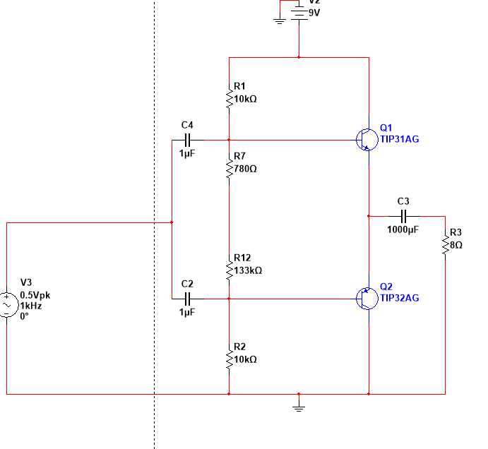 Solved I have designed this simple class AB amplifier with | Chegg.com