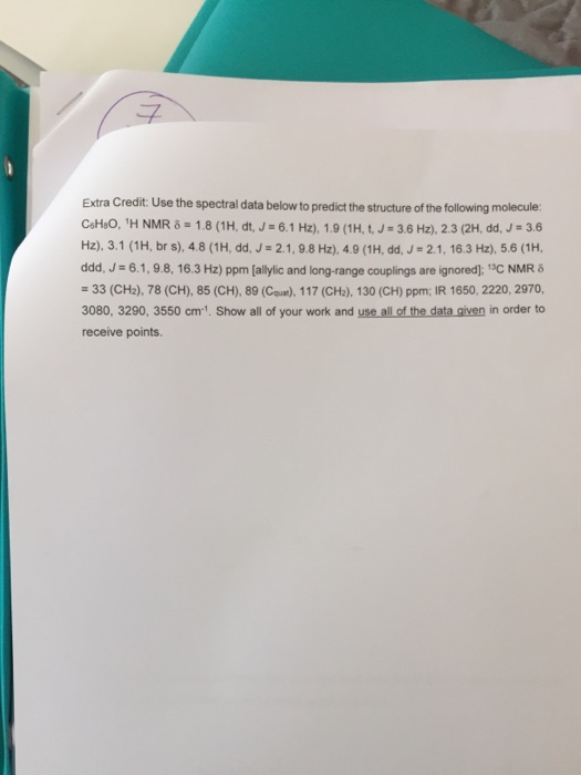 Solved Extra Credit: Use the spectral data below to predict | Chegg.com